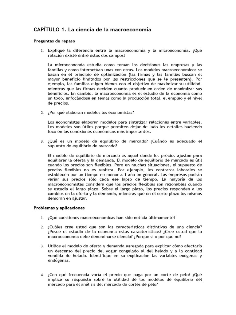 Cátedra Macroeconomía; EPNE - Ejercicios Unidad 1 - Introducción - Soluciones | PDF
