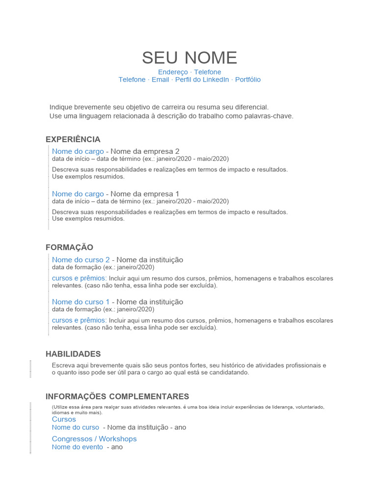 Modelo de Currículo para Recém-Formados | PDF