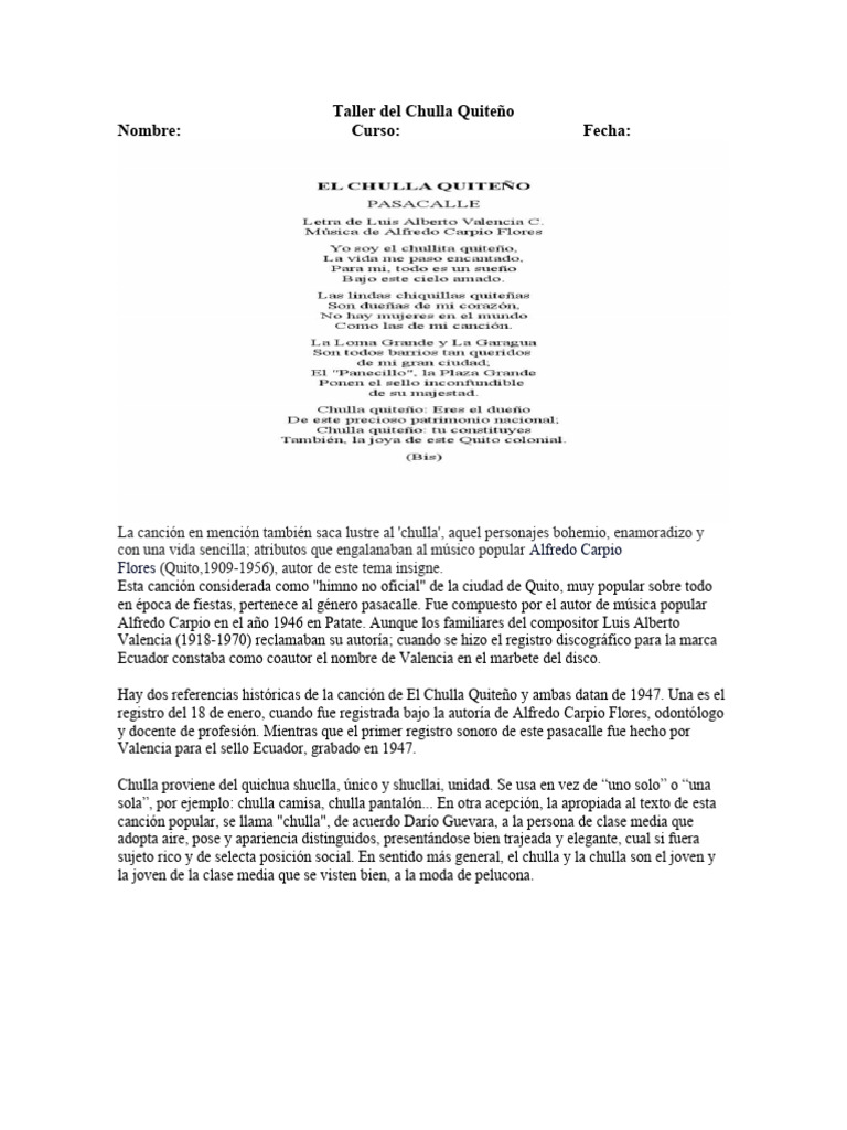 Taller Del Chulla Quiteño | PDF | Historia