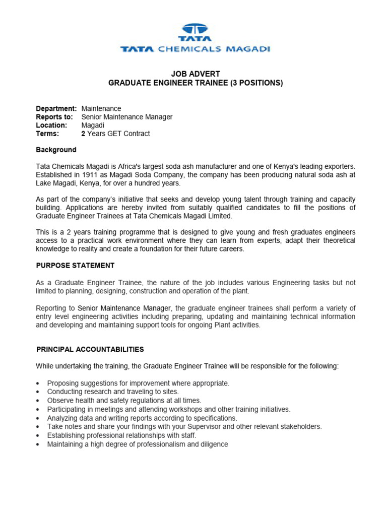 Job Advert - Graduate Engineer Trainee | PDF | Engineer | Engineering