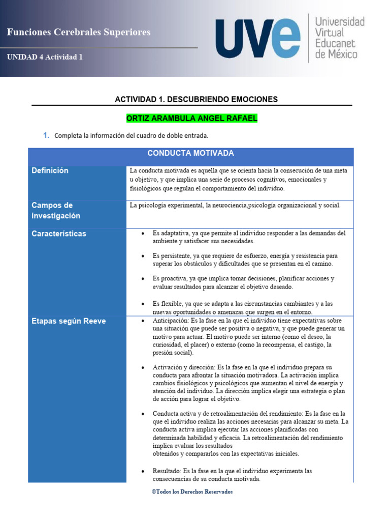 Aa1 Motivacion Y Emociones Pdf Las Emociones Cerebro