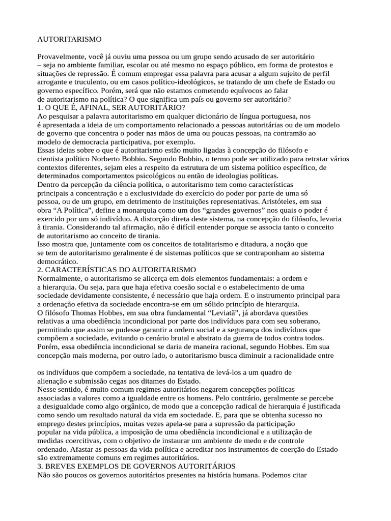 Entendendo o Autoritarismo Político | PDF | Autoritarismo | Estado