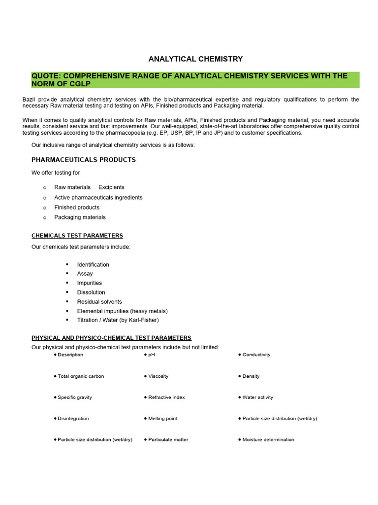 Analytical Chemistry Services | PDF | High Performance Liquid ...