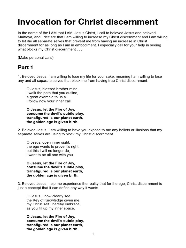 Christ Discernment Invocation | PDF | Devil | Jesus