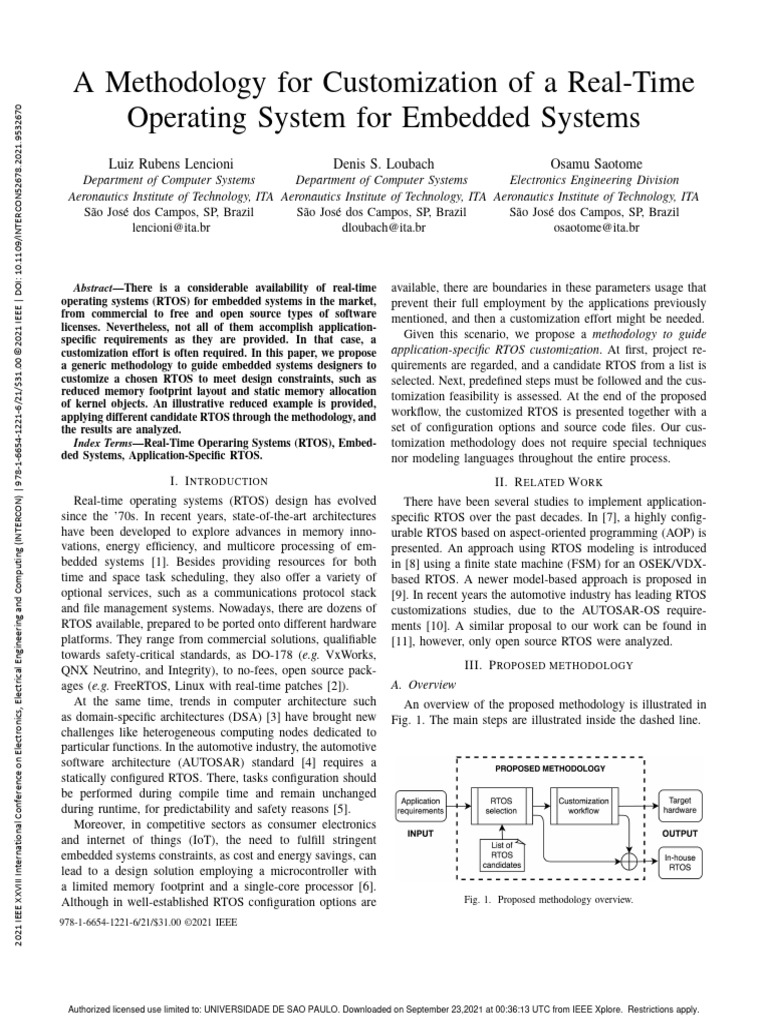 A Methodology For Customization of A Real-Time Operating System For Embedded Systems | PDF ...