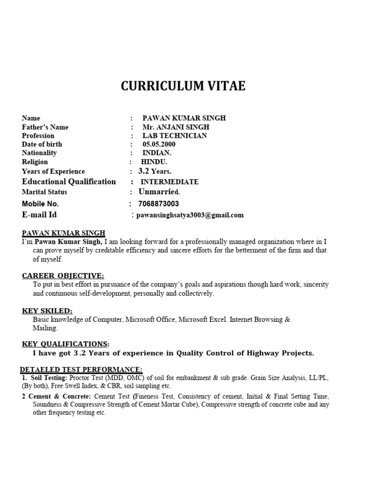 Pavan Kumar CV | PDF | Concrete | Materials