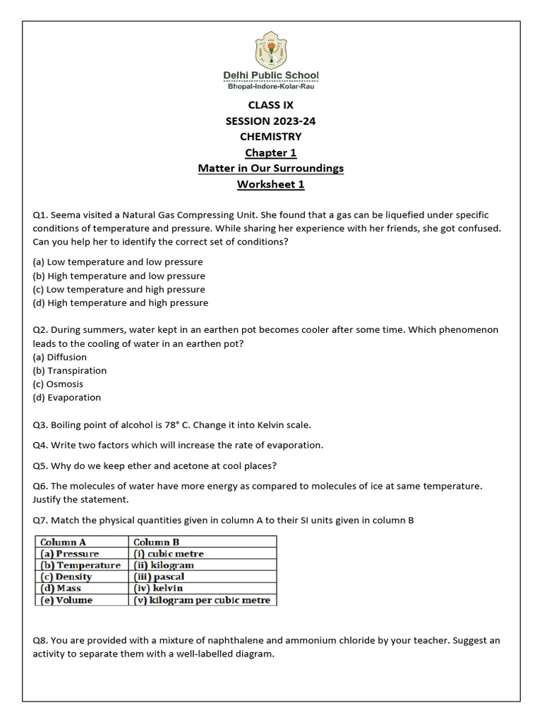 CLASS IX Matter in Our Surroundings | PDF | Teaching Methods & Materials