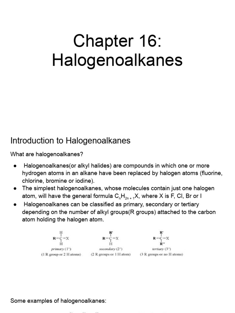 Chapter 16 - Halogenoalkanes | PDF | Hydroxide | Chemical Reactions