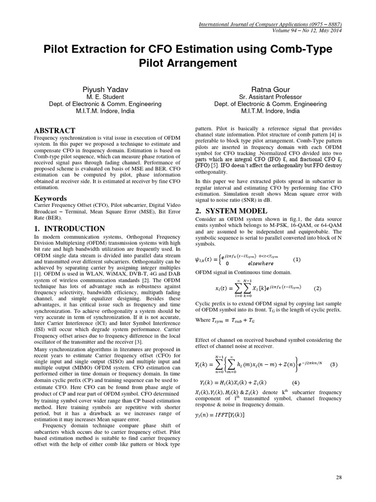CFO Estimation Methode | PDF | Orthogonal Frequency Division Multiplexing | Computer Science