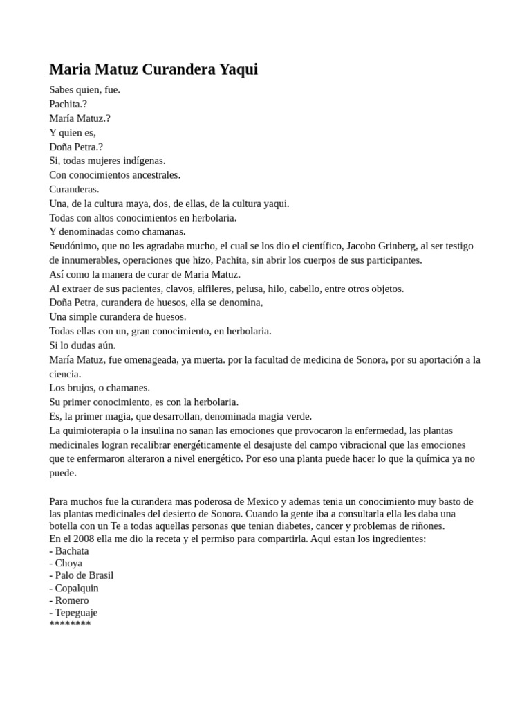 Maria Matuz Curandera Yaqui | PDF | Medicina