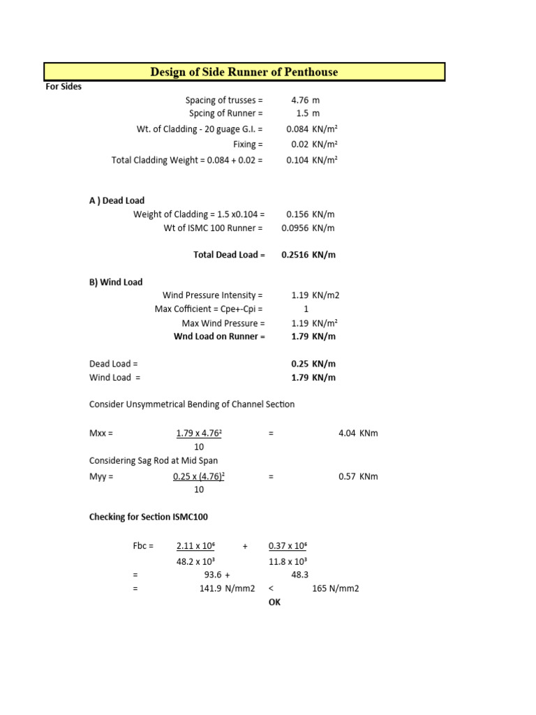 Side Runner & Purlin Design | PDF | Structural Engineering | Civil ...