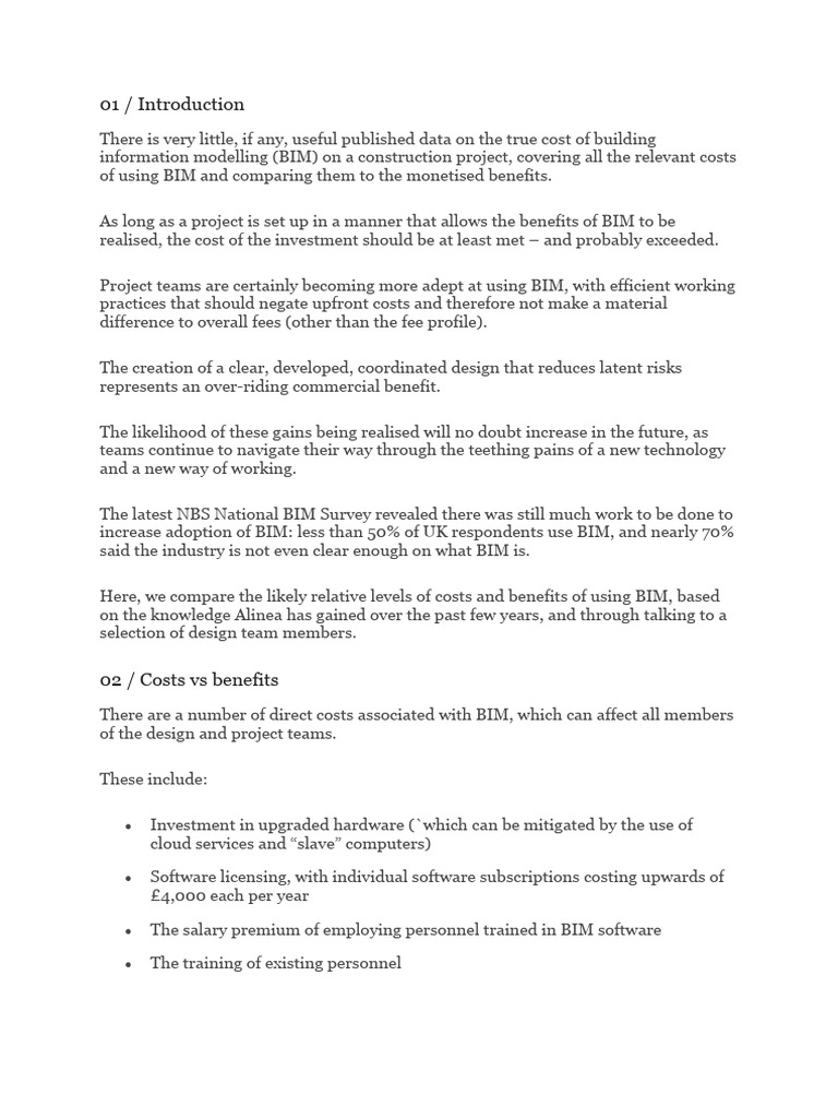 Write Up 2 - Bim Cost - Benefit Anlaysis | PDF | Building Information ...