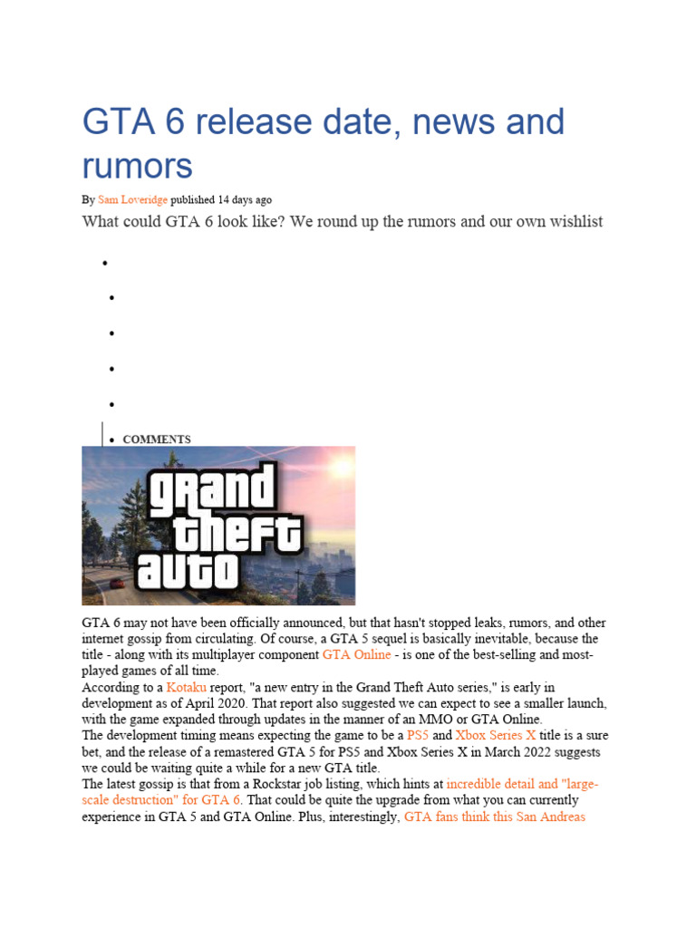 Gta 6 | PDF
