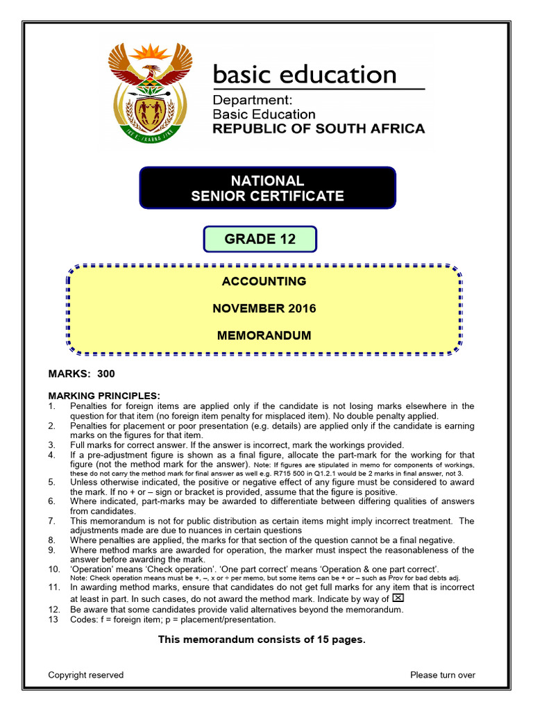 Accounting Nov 2016 Memo Eng | PDF | Debits And Credits | Auditor's Report