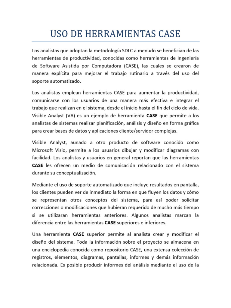 Uso de Herramientas Case | PDF | Software | Informática