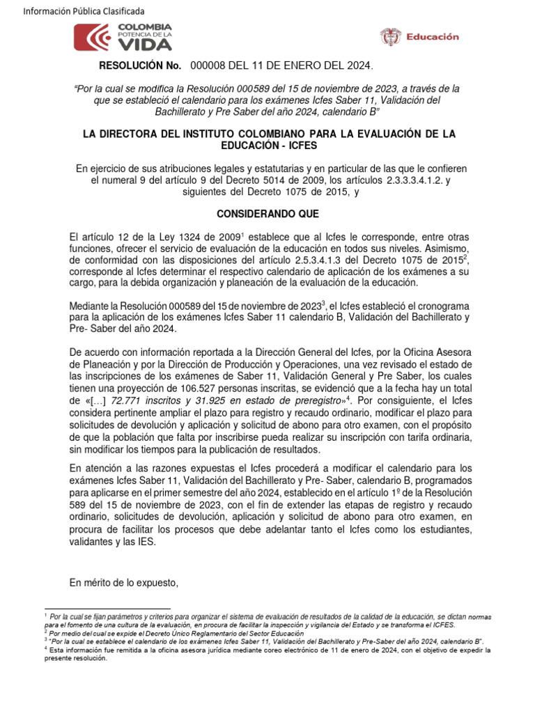 Resolución No. 000008 de Enero 11 de 2024 | PDF
