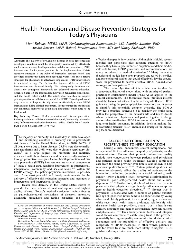 Health Promotion and Disease Prevention Strategies For | PDF | Obesity ...