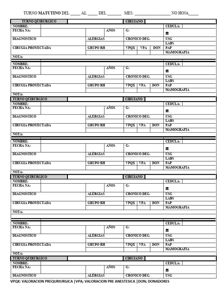 Formato De Programacion Descargar Gratis Pdf Cirugía