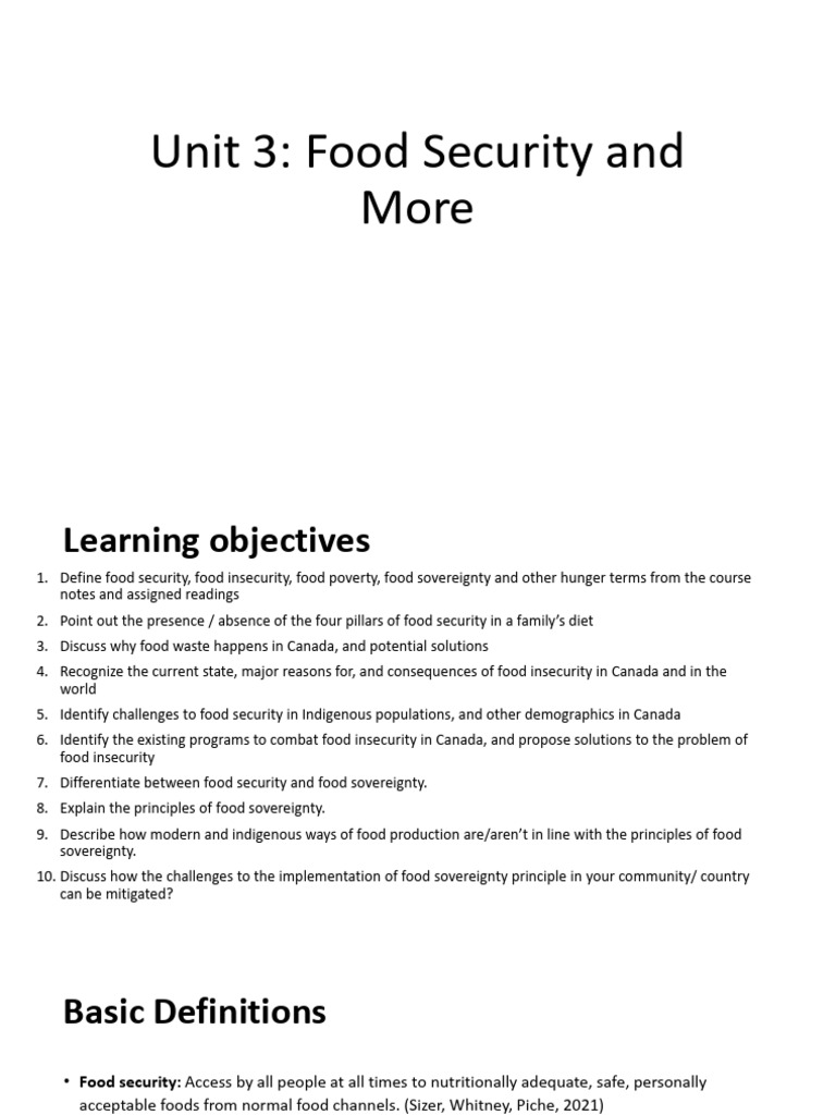 Unit 3-Food Security 2023 | PDF | Food Security | Hunger