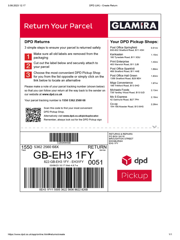 Gb-Eh3 1fy: DPD Returns Your DPD Pickup Shops | PDF | Public Services ...