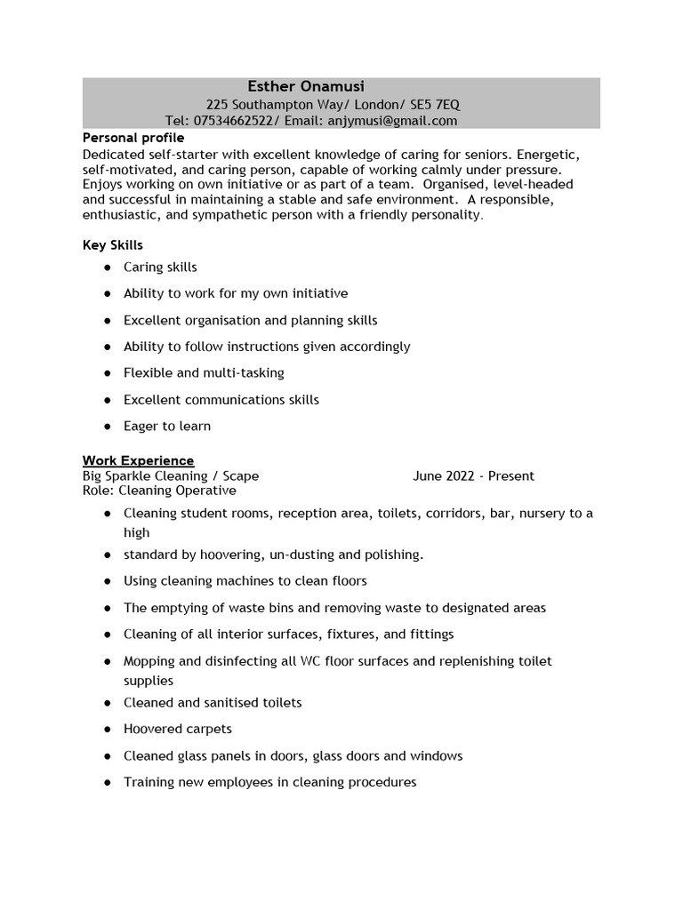 Ester Onamusi CV 2022 | PDF