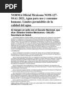 Nom 127 Ssa1 2021 | PDF | Agua | Agua potable