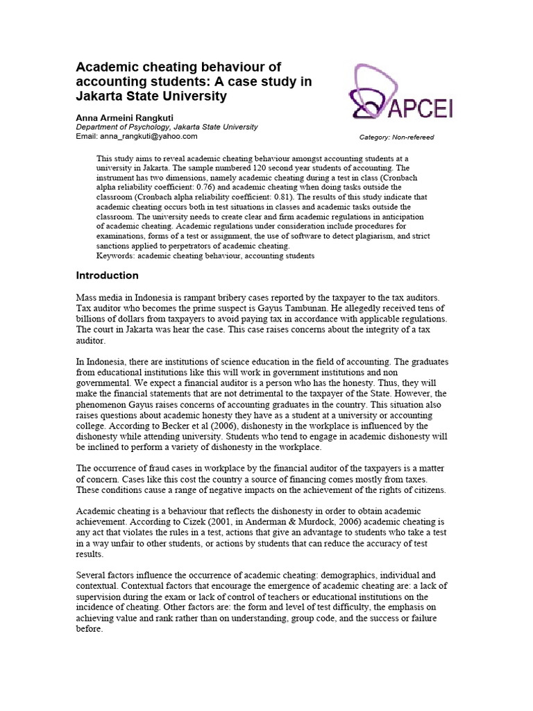 Academic Cheating Research | PDF | Academic Dishonesty