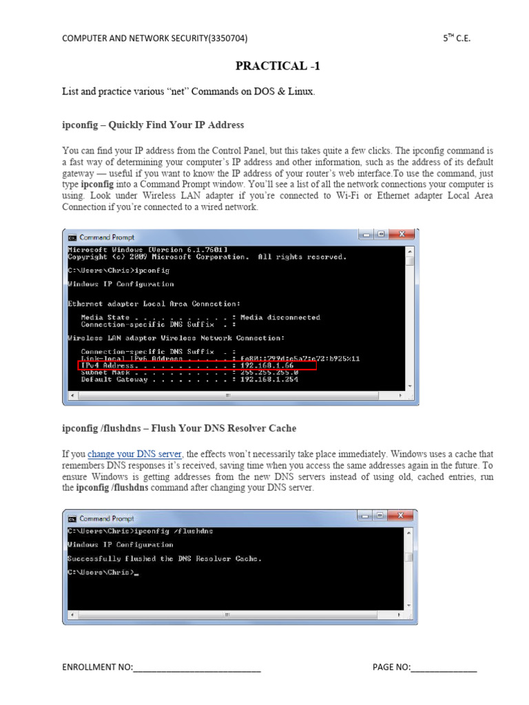 Practical - 1: List and Practice Various "Net" Commands On DOS & Linux | PDF | Http Cookie ...