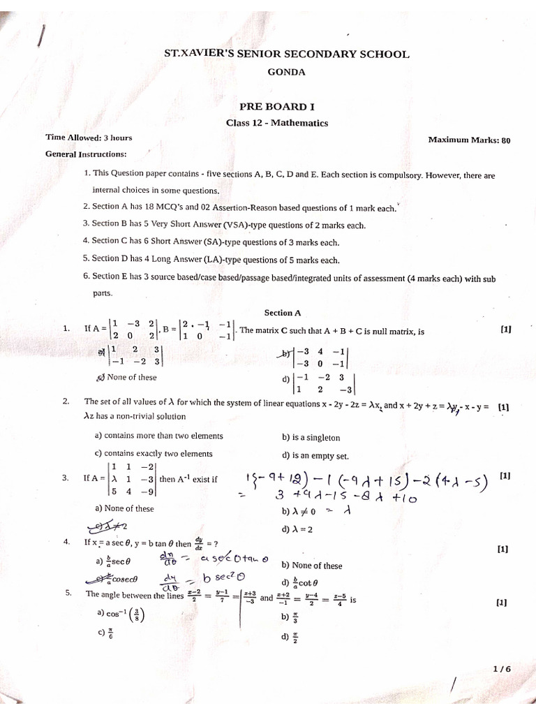 Xavier's Maths Paper-1 | PDF
