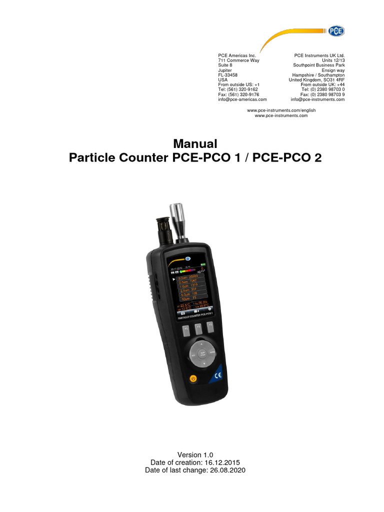 Man Particle Counter Pce Pco 1 Pce Pco 2 en | PDF | Menu (Computing ...