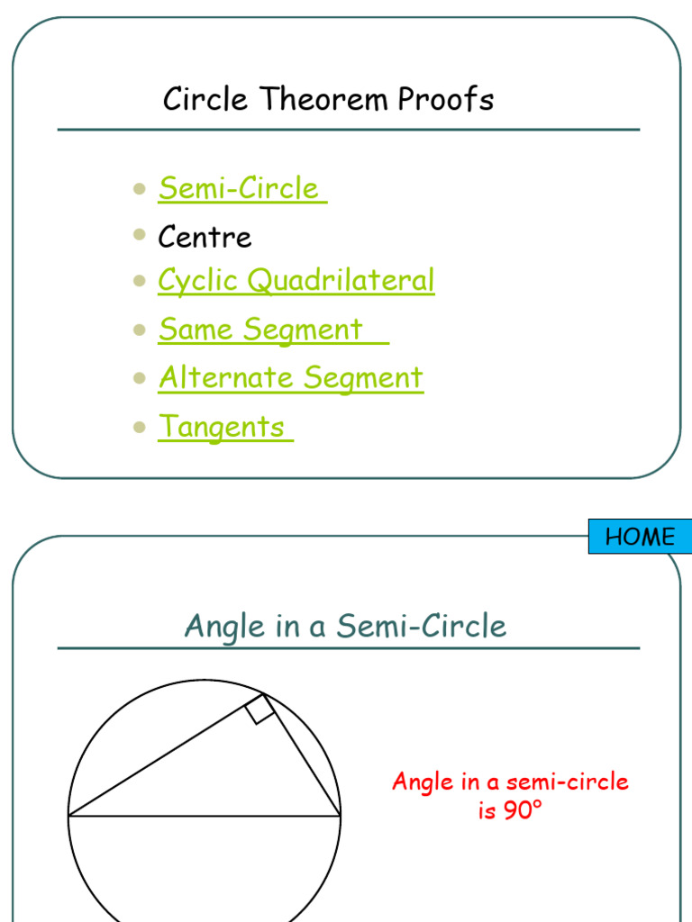 Proof Circle Theorems (Brilliant!) | PDF