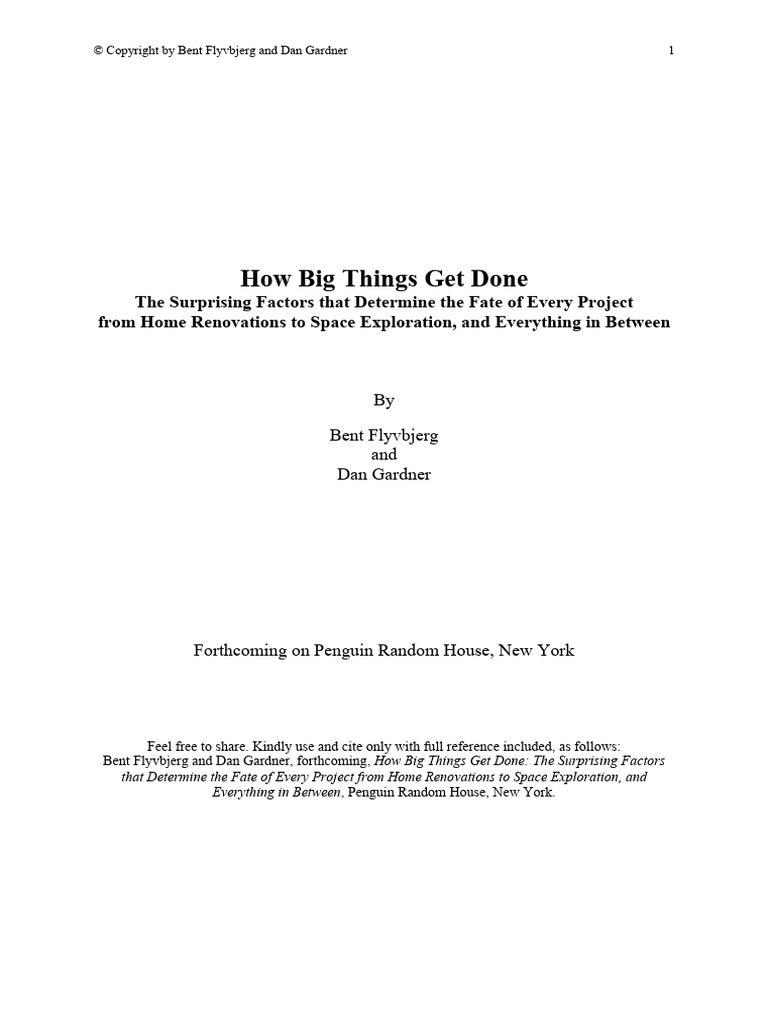 Flyvbjerg How Big Things Get Done Intro | PDF