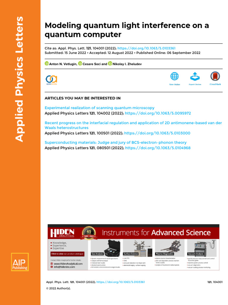 Modeling Quantum Light Interference On A Quantum Computer: Articles You ...