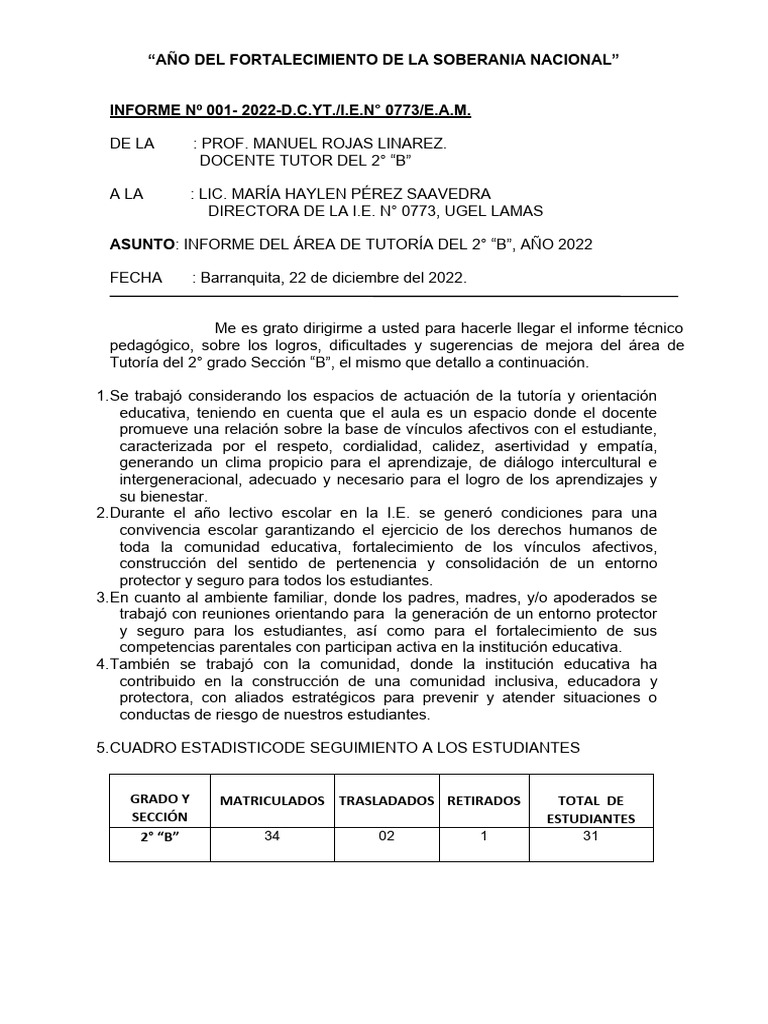 Informe Tutores | PDF | Enseñando | Aprendizaje