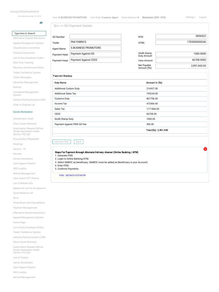 One-Customs (Paperless Goods Declaration Processing System) | PDF