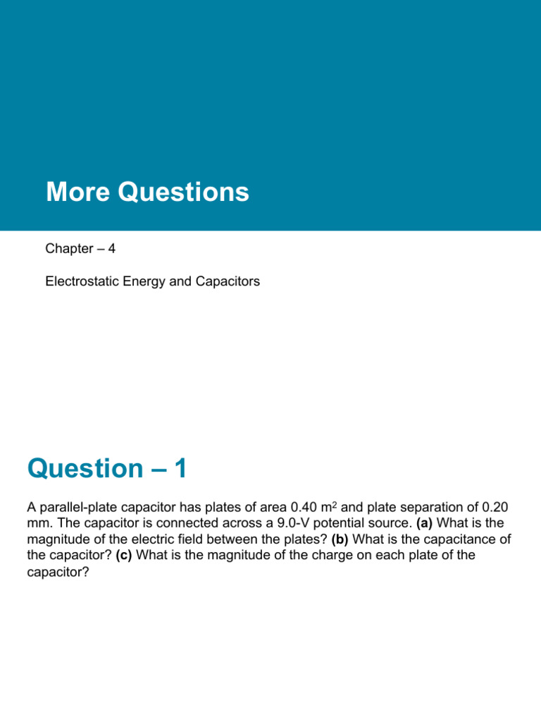 CH 04 More Questions | PDF | Capacitor | Capacitance