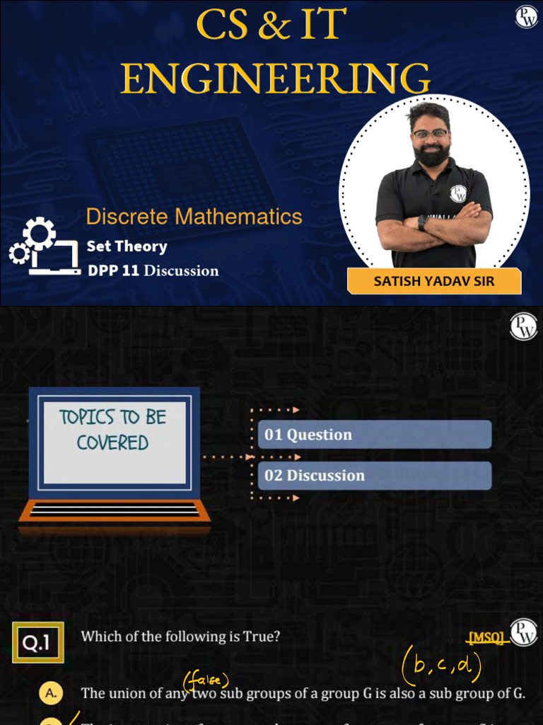Discrete Mathematics: Set Theory DPP 11 Discussion | PDF
