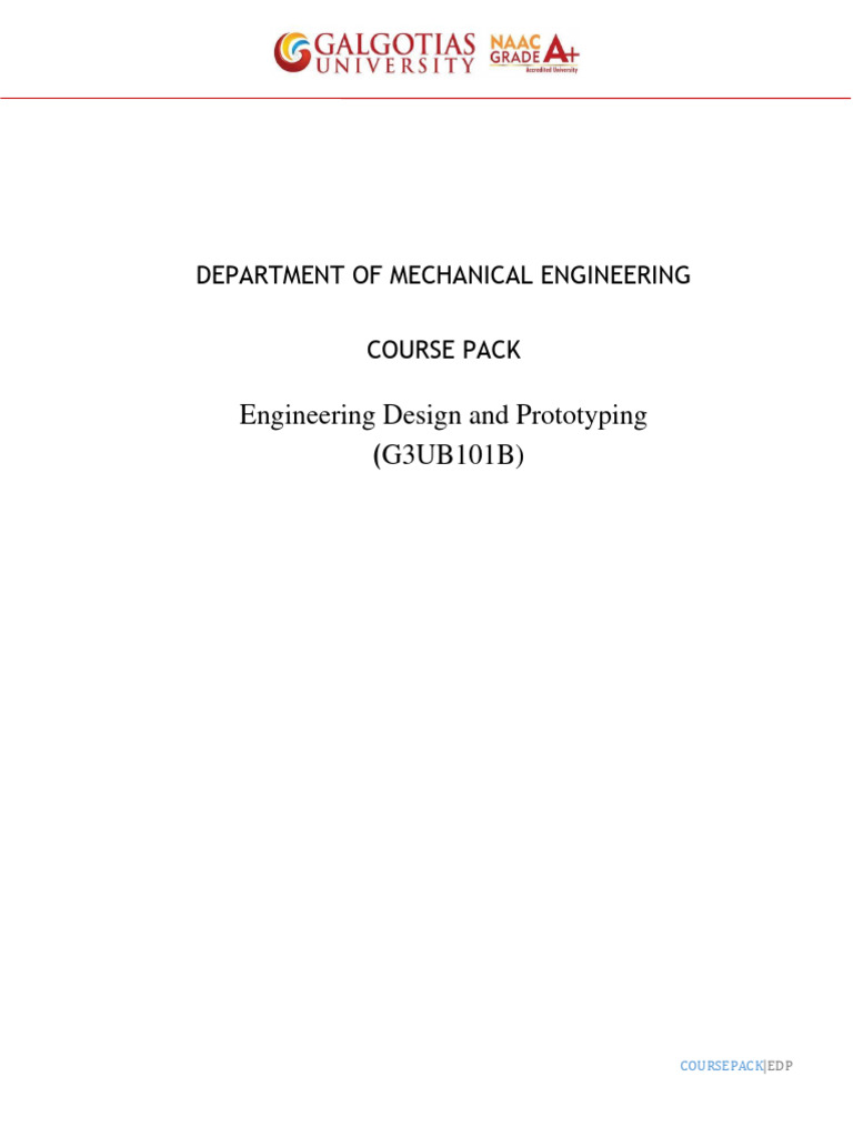 Engineering Design and Prototying-G3UB101B-COURSE PACK | PDF | 3 D Printing | Engineering