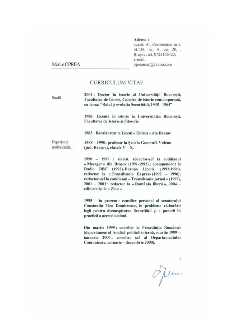 CV Marius Oprea | PDF