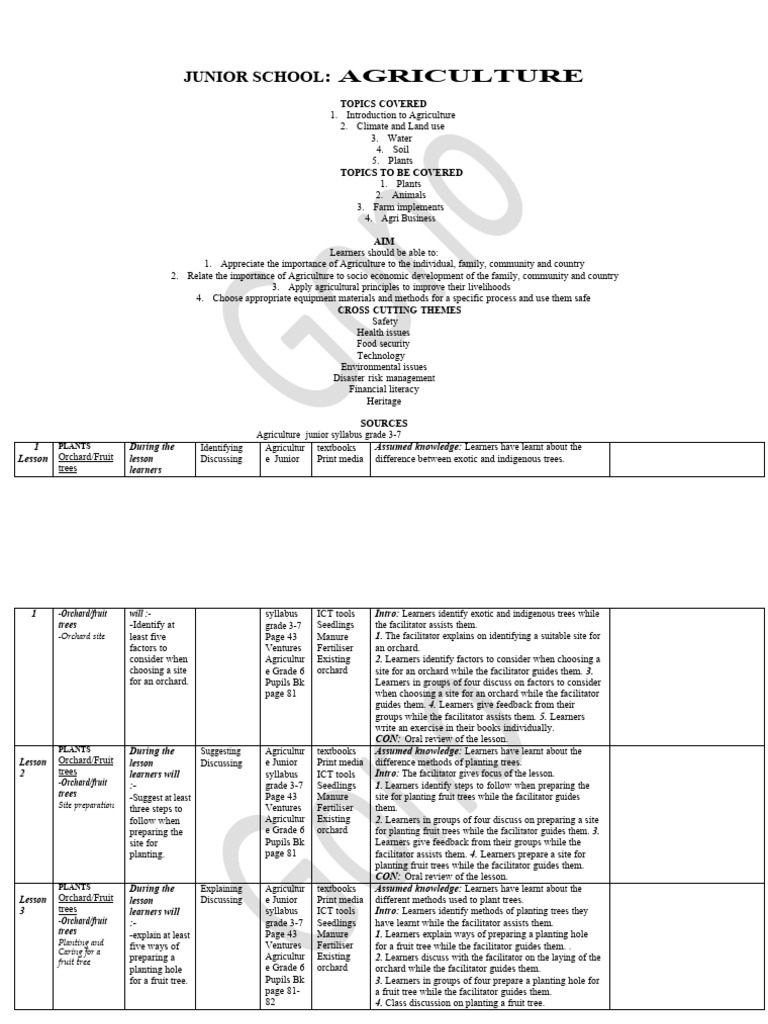 Agric Grade 6 Term 3 | PDF | Agriculture | Learning