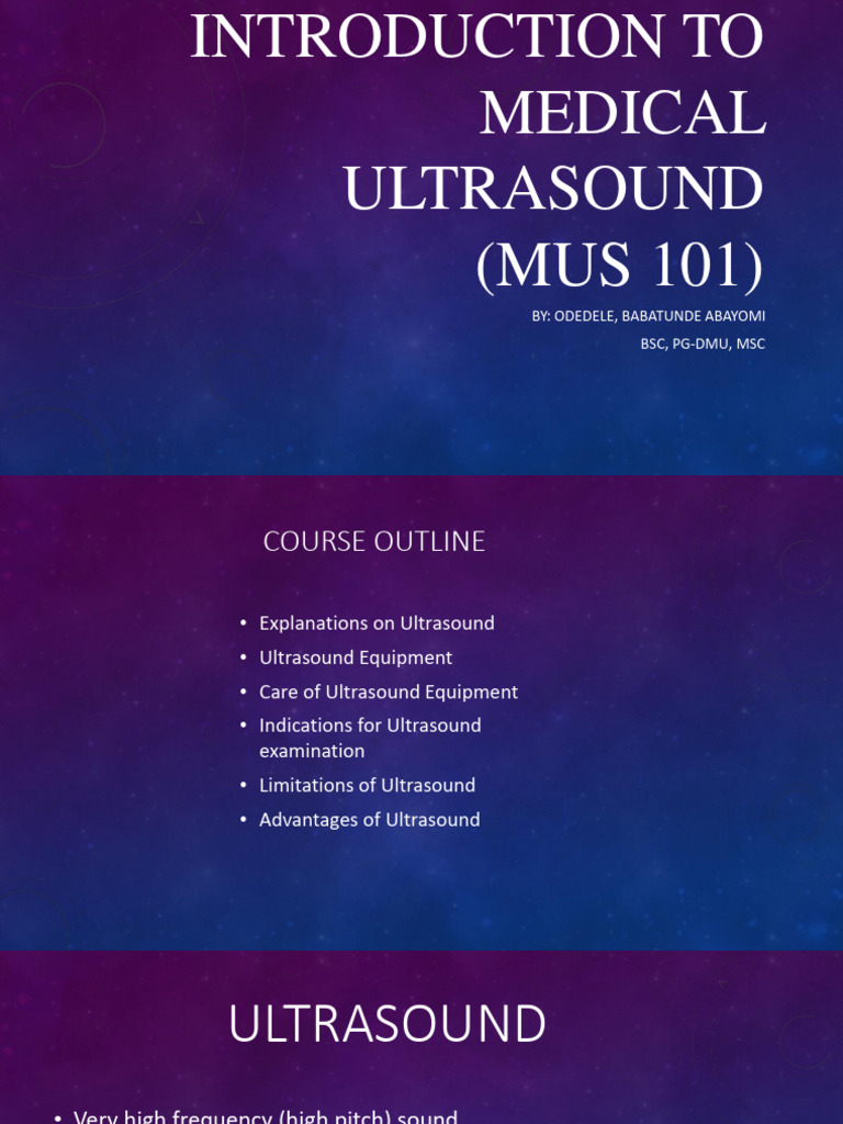 Medical Ultrasound I Mus 101 (Intro1) | PDF | Medical Ultrasound | Ultrasound