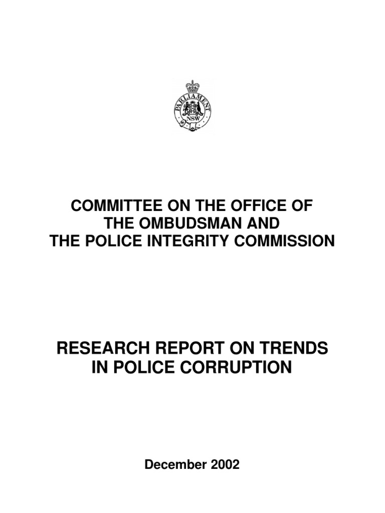 Research Report On Trends in Police Corruption - AUSTRALIA | PDF ...