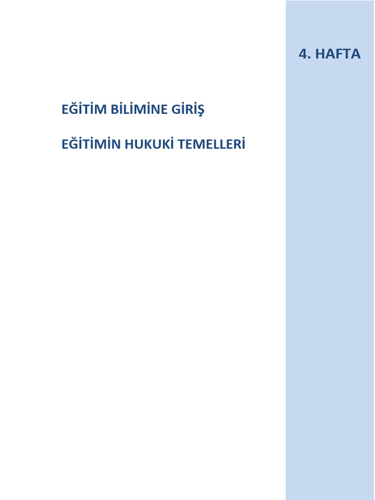 H4 - Eği̇ti̇mi̇n Hukuki̇ Temelleri̇ | PDF