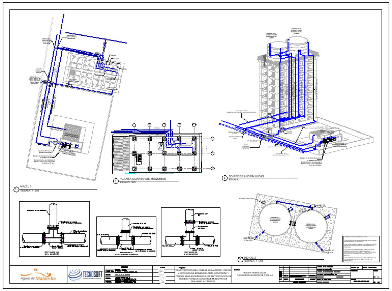 3D Redes Hidráulicas 3 Planta Cuarto de Máquinas 1: Escala: Escala: Sin ...