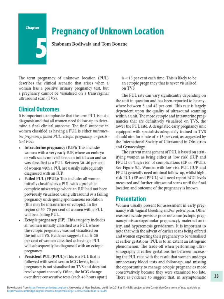 Understanding Pregnancy of Unknown Location | PDF | Human Chorionic ...