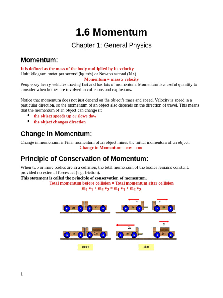 1.6 Momentum Notes | PDF | Momentum | Force
