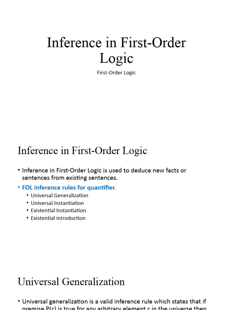 Inference in First-Order Logic | PDF | First Order Logic | Logic