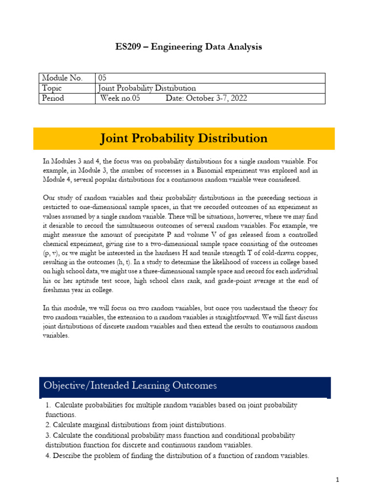 Module 5 | PDF | Probability Distribution | Random Variable