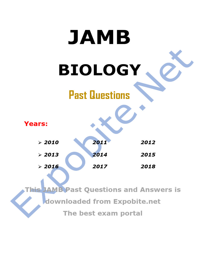 JAMB Past Questions For Biology | PDF