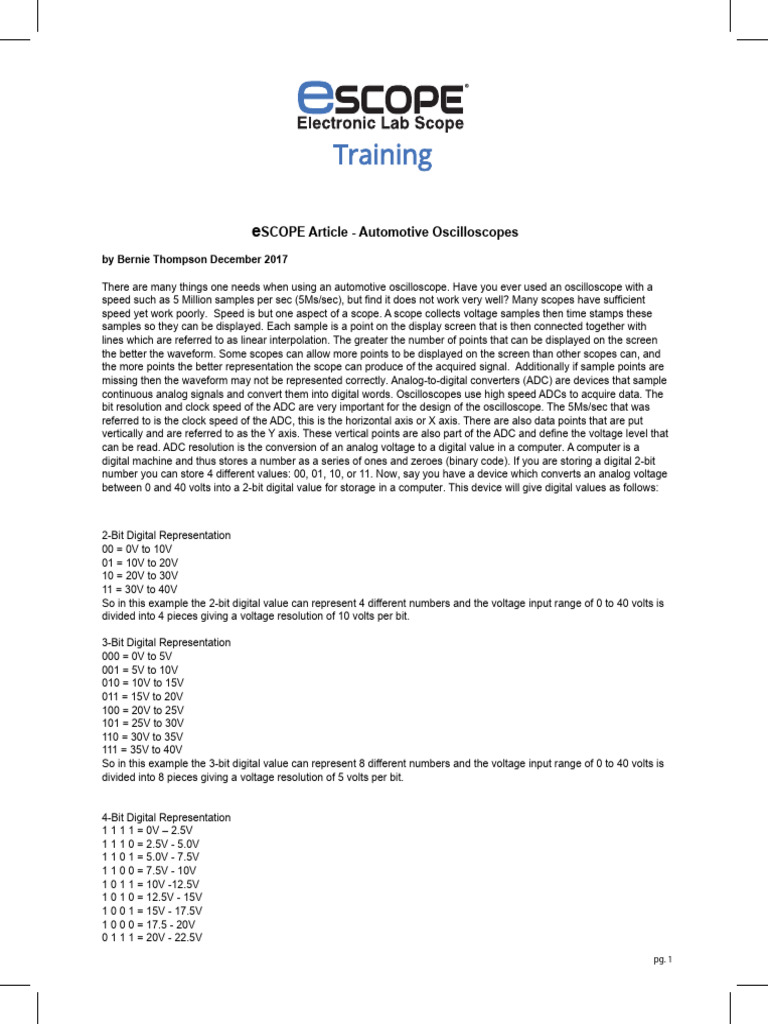 SCOPE Article - Automotive Oscilloscopes: by Bernie Thompson December ...